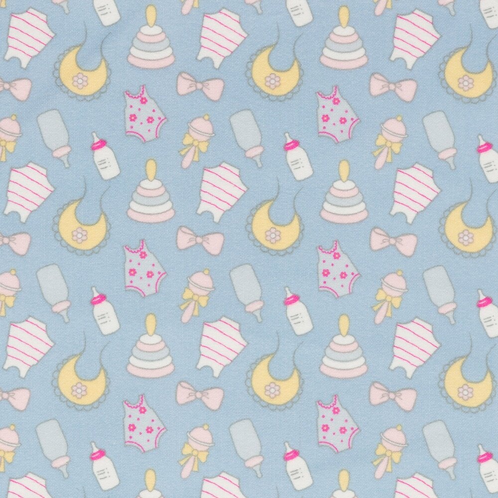 PEPPY молочные СНЫ фланель для пэчворка 100x110 см, 100% хлопок 175 г/м² голубой МС-16