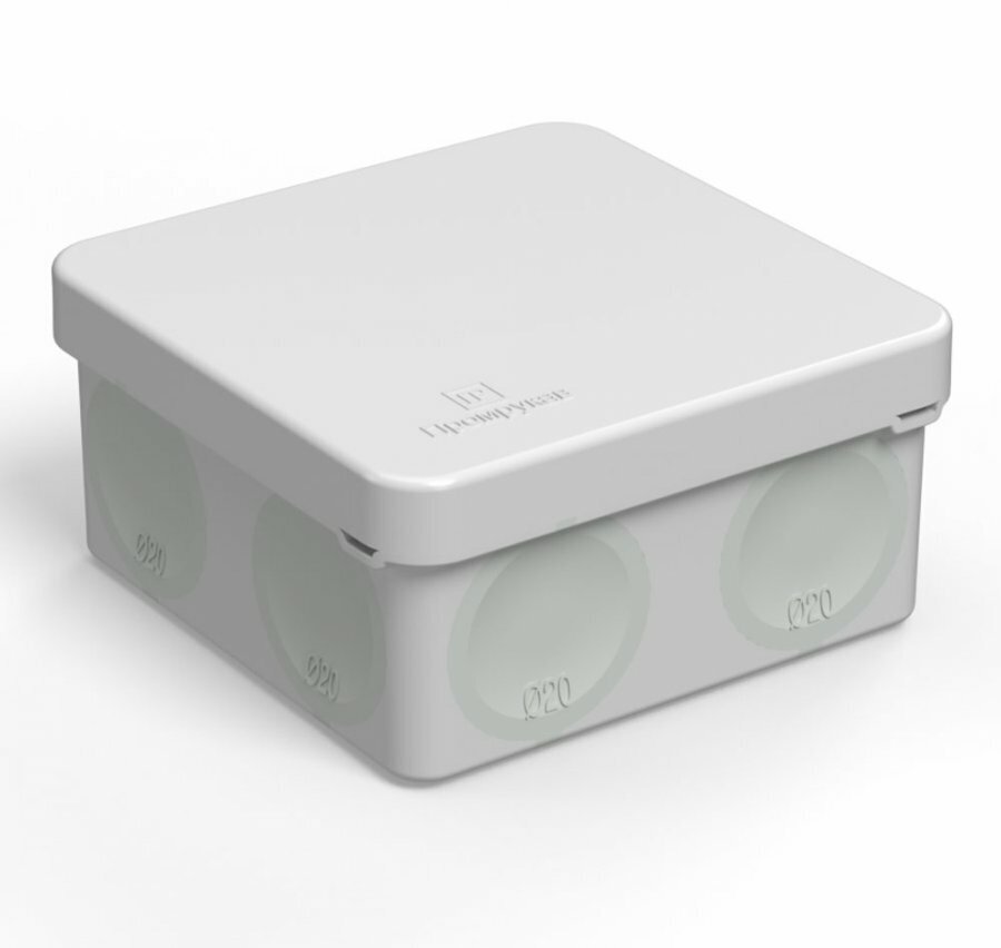 Коробка разветвительная 70х70х40 о/у серая с 6 кабельными вводами под монтажный пистолет IP66 Промрукав