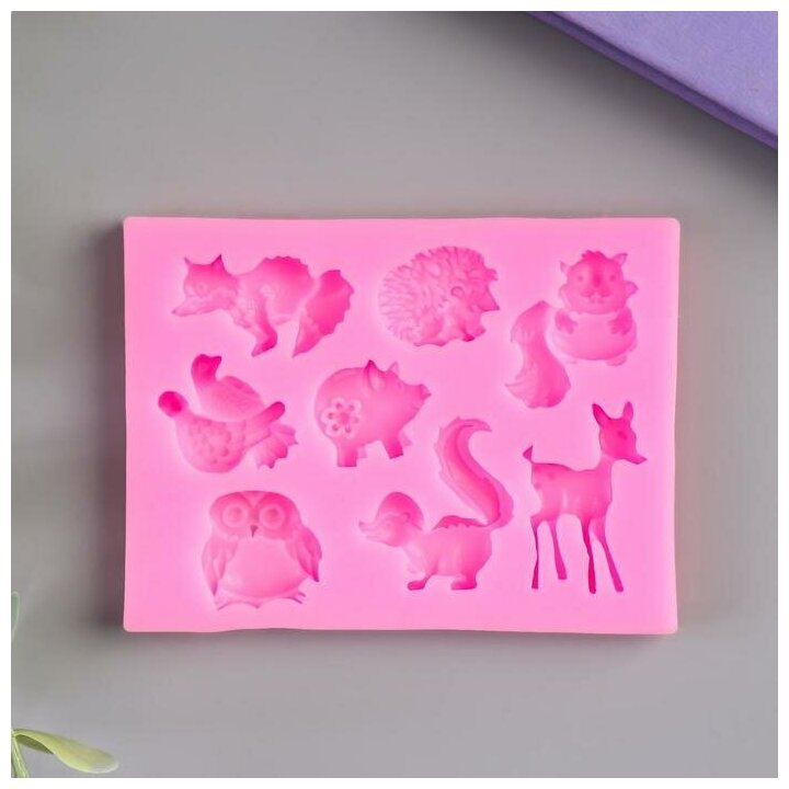 Молд силикон "Лесные зверята" 8 предметов 1х8,5х6,5 см