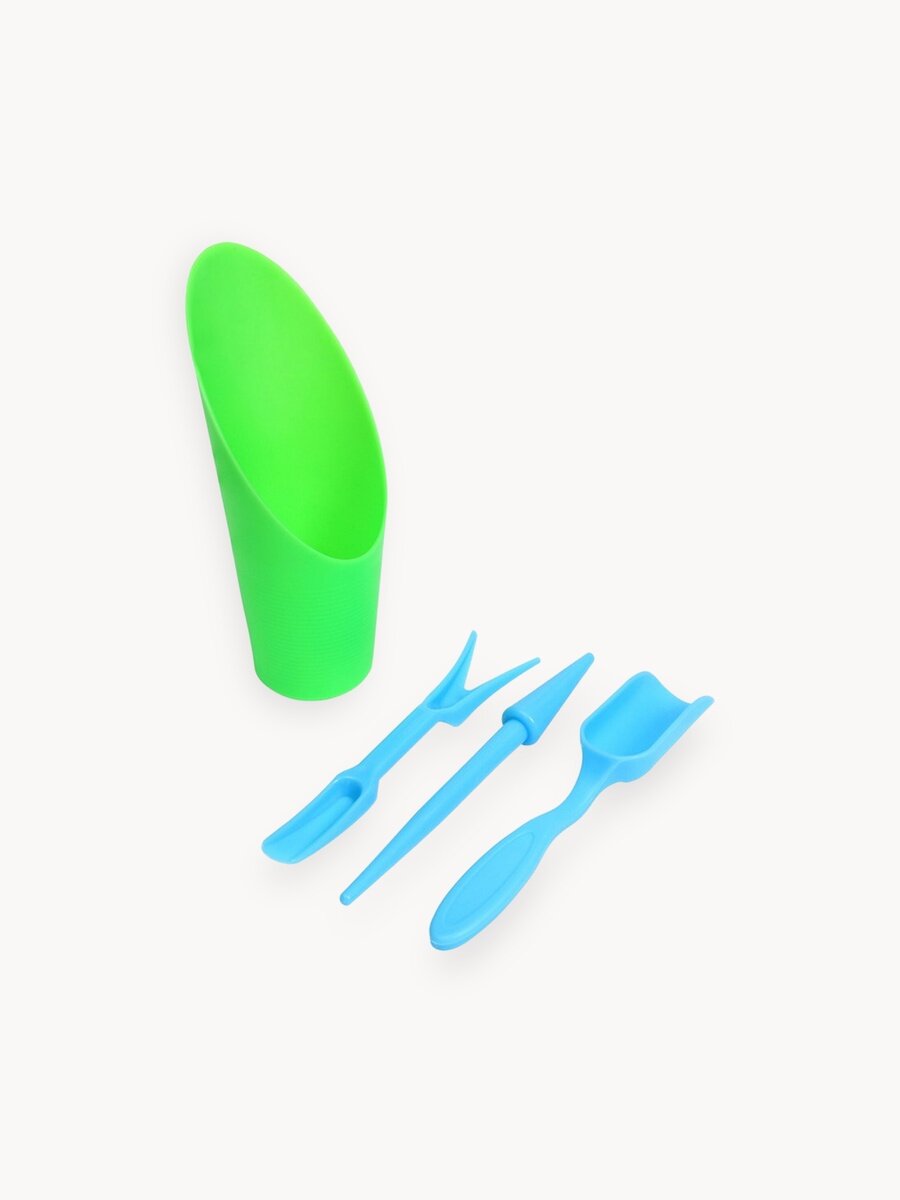 Набор посадочного инструмента: лопатка, вилка, конус, стаканчик, цвет микс, Greengo