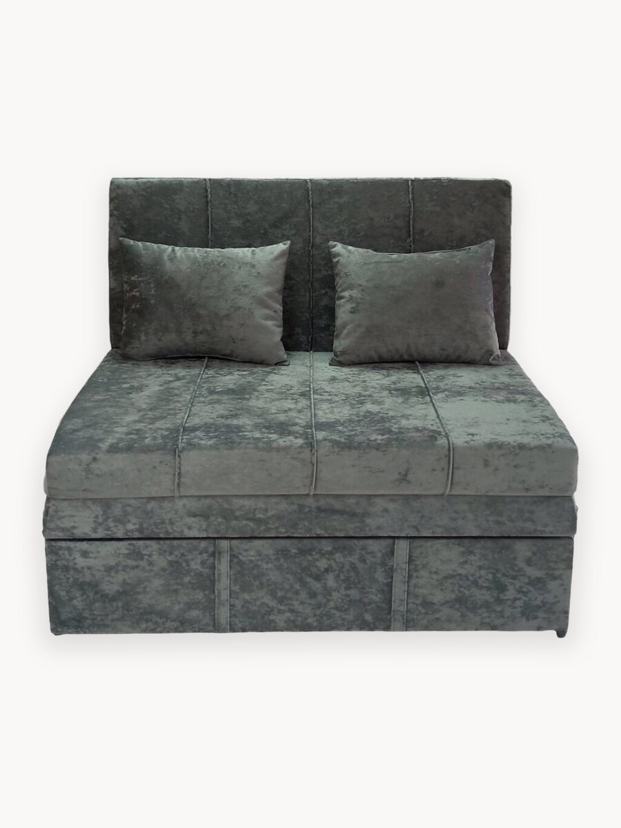 Диван-кровать с подушками StylChairs Сёма 100, без подлокотников, велюр CRUSH серый