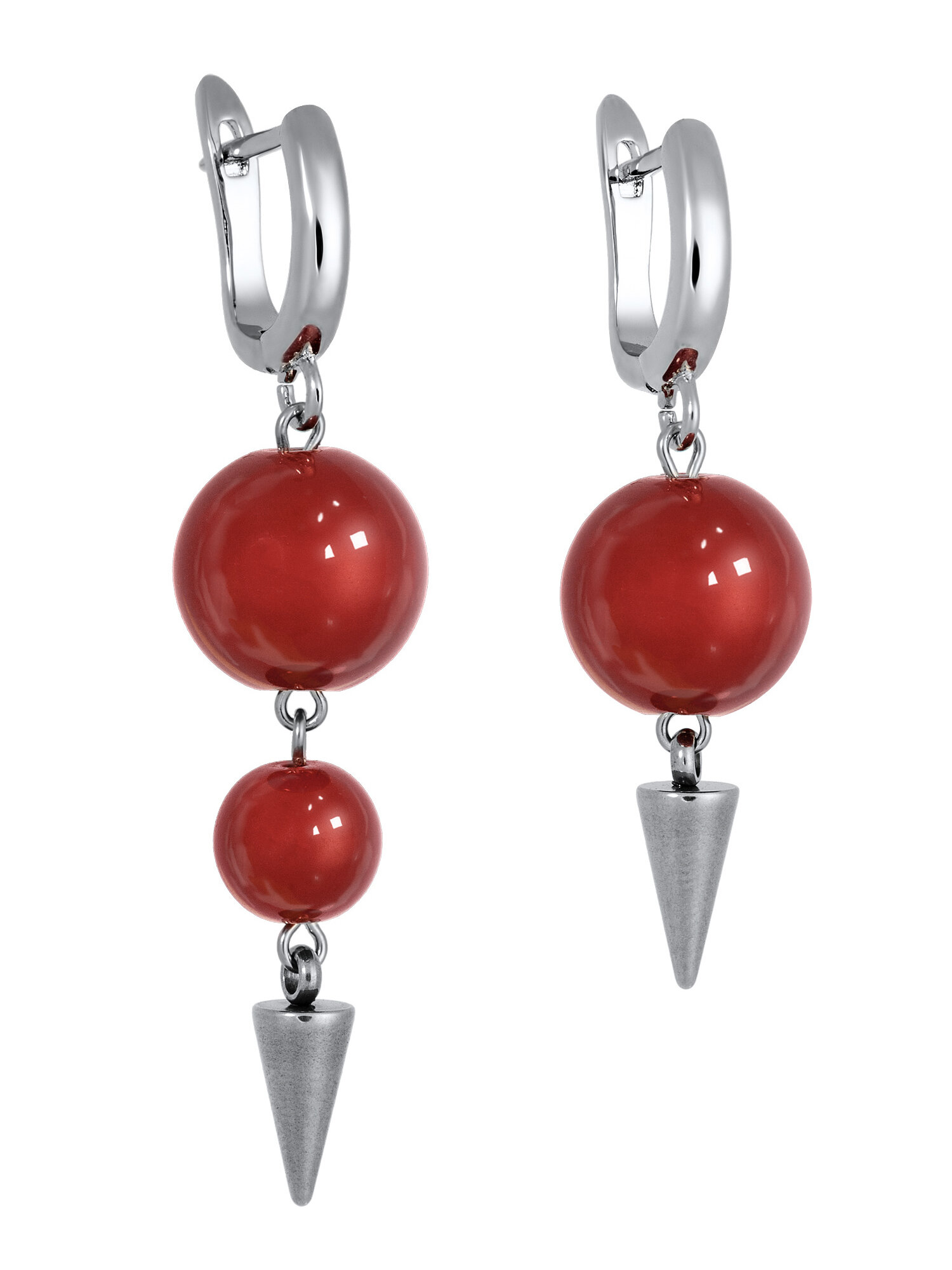 Серьги с подвесками, коралл