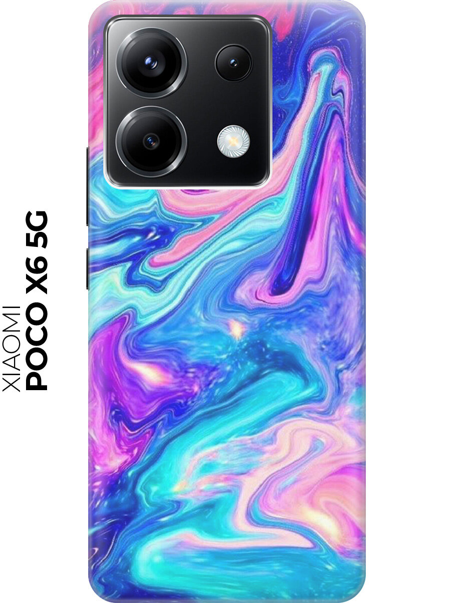Силиконовый чехол на Xiaomi Redmi Note 13 Pro 5G / Poco X6 5G / Сяоми Редми Ноут 13 Про 5г / Поко Х6 5г с рисунком "Сине-розовые краски"