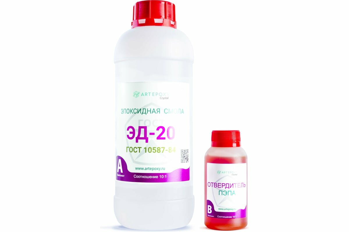 ArtEpoxy Эпоксидная смола ЭД-20 1 кг с отвердителем пэпа 100 гр Crystal ВИ-21618