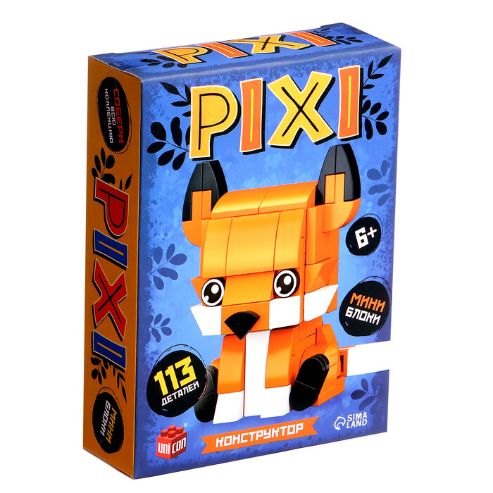 UNICON Конструктор блочный «PIXI. Лисёнок», животные, мини блоки, 113 деталей