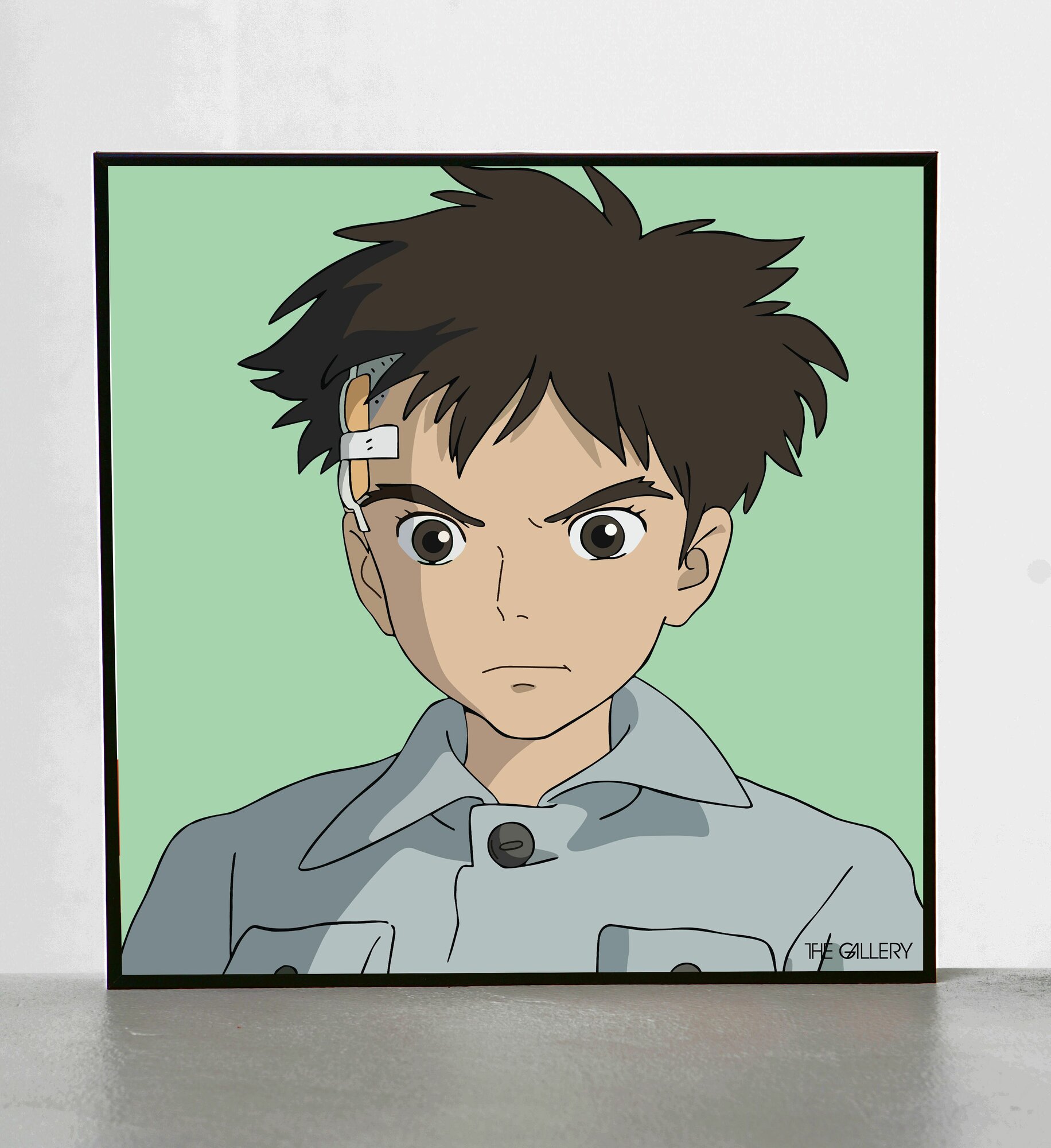 Картина постер "Аниме Мальчик и птица. Махито. Гибли" в рамке в стиле поп-арт