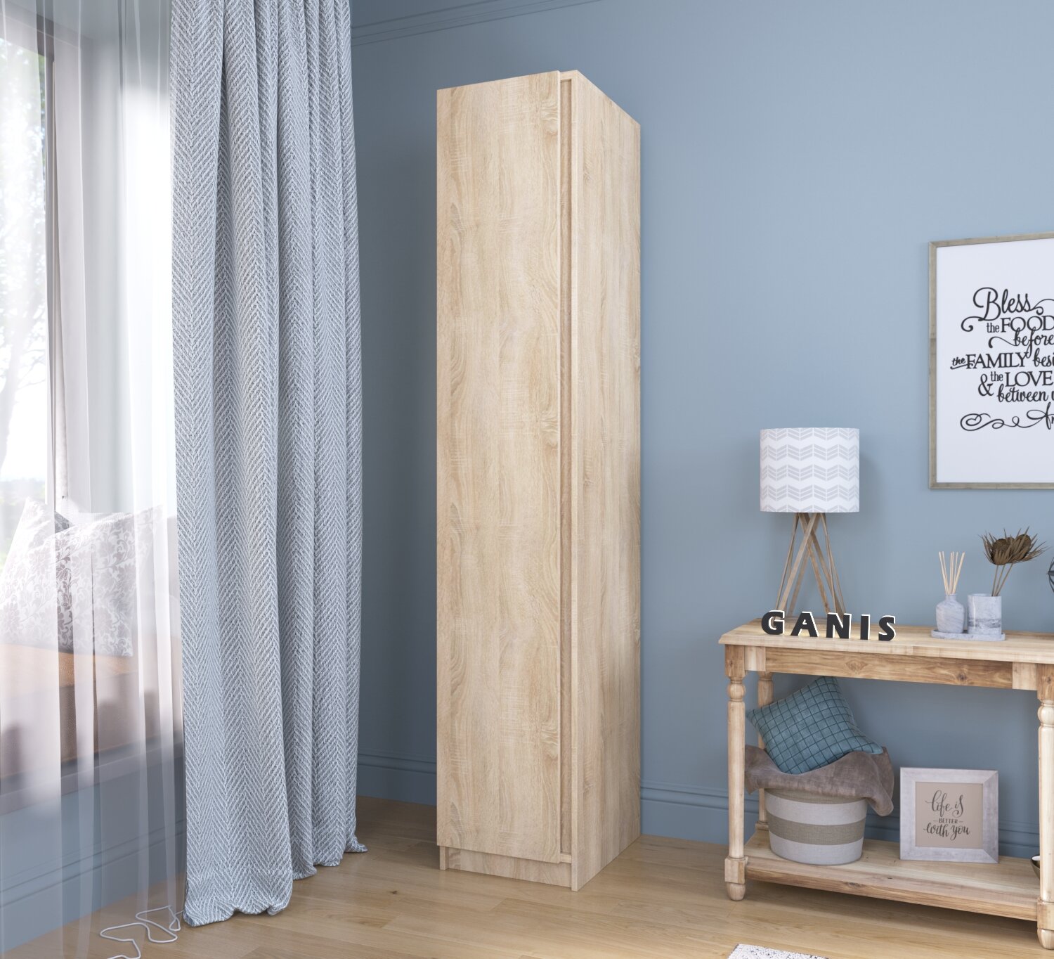 Шкаф Пенал Альфа 40 цвет Дуб сонома размеры (ШхВхГ) 40х210х50 см.