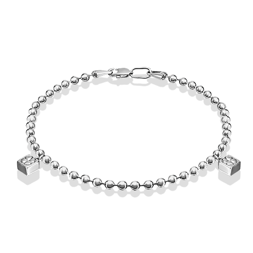 Браслет-нить, серебро, 925 проба, родирование, фианит