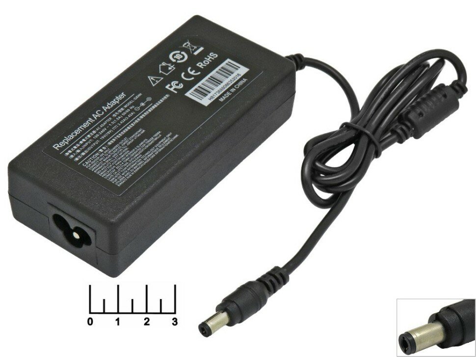 Блок питания 19V 3.42A импульсный (5.5*2.5) без шнура (для ноутбука)