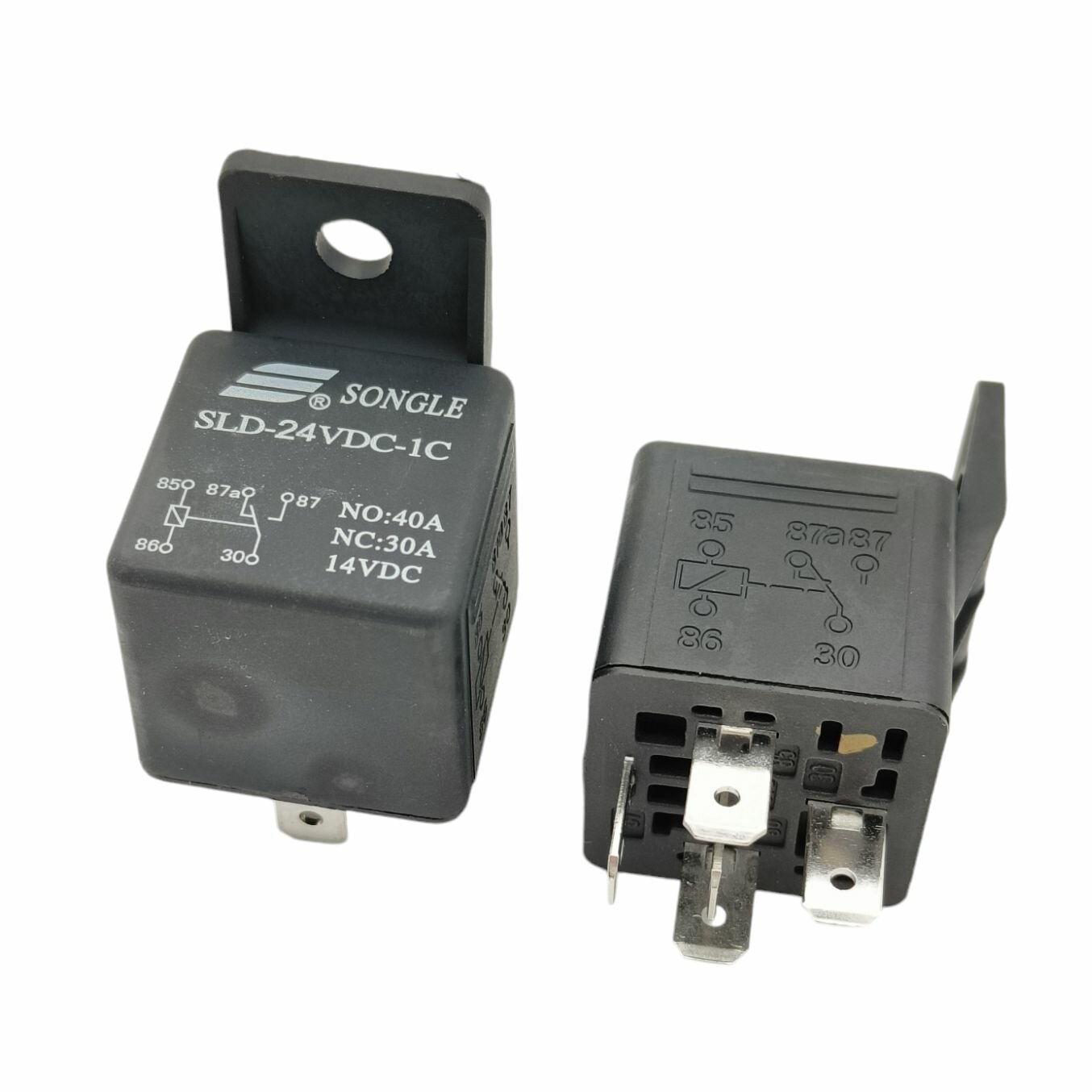 2шт. Реле электромагнитное DC 24в, 40а, SPDT, 28*28*24.5мм, Songle (4141) SLD-24VDC-1C