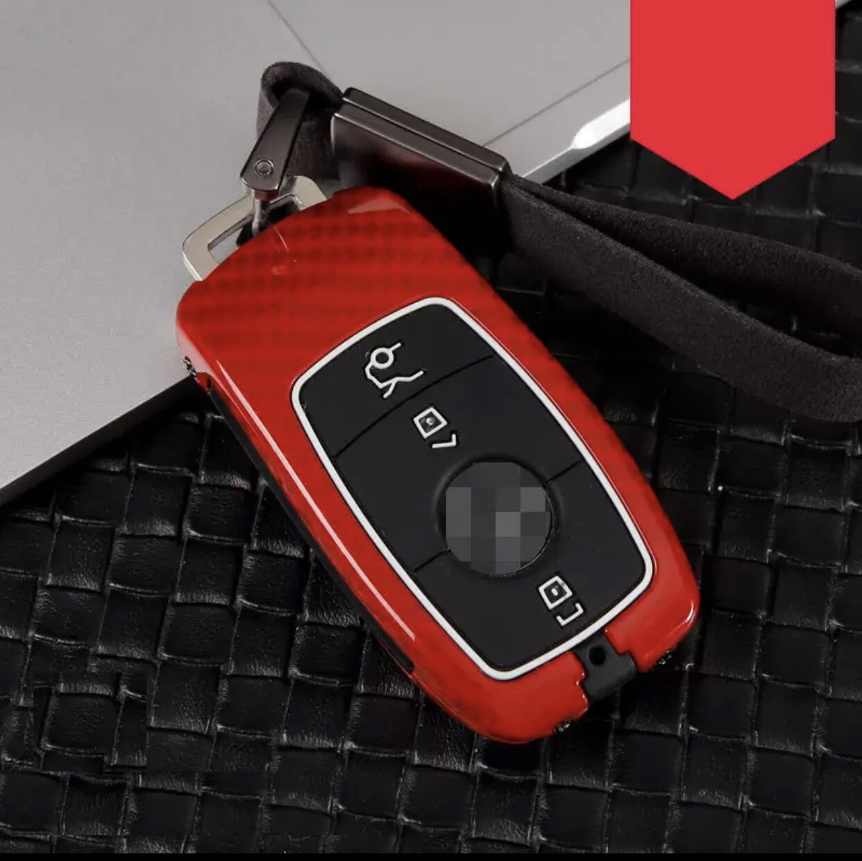 Чехол на ключ Mercedes / Мерседес carbone red