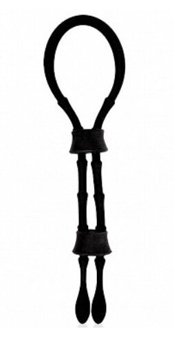 Черное лассо Sex Expert силиконовое эрекционное кольцо черного цвета с вибрацией