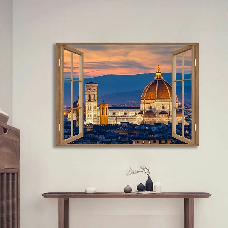 Картина "Вид из окна", на подрамнике, холст, дерево, 50x70 см