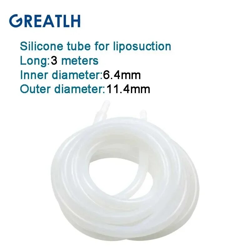 Silicone tube for liposuction, 3 meters, 6.4mm, 11.4mm