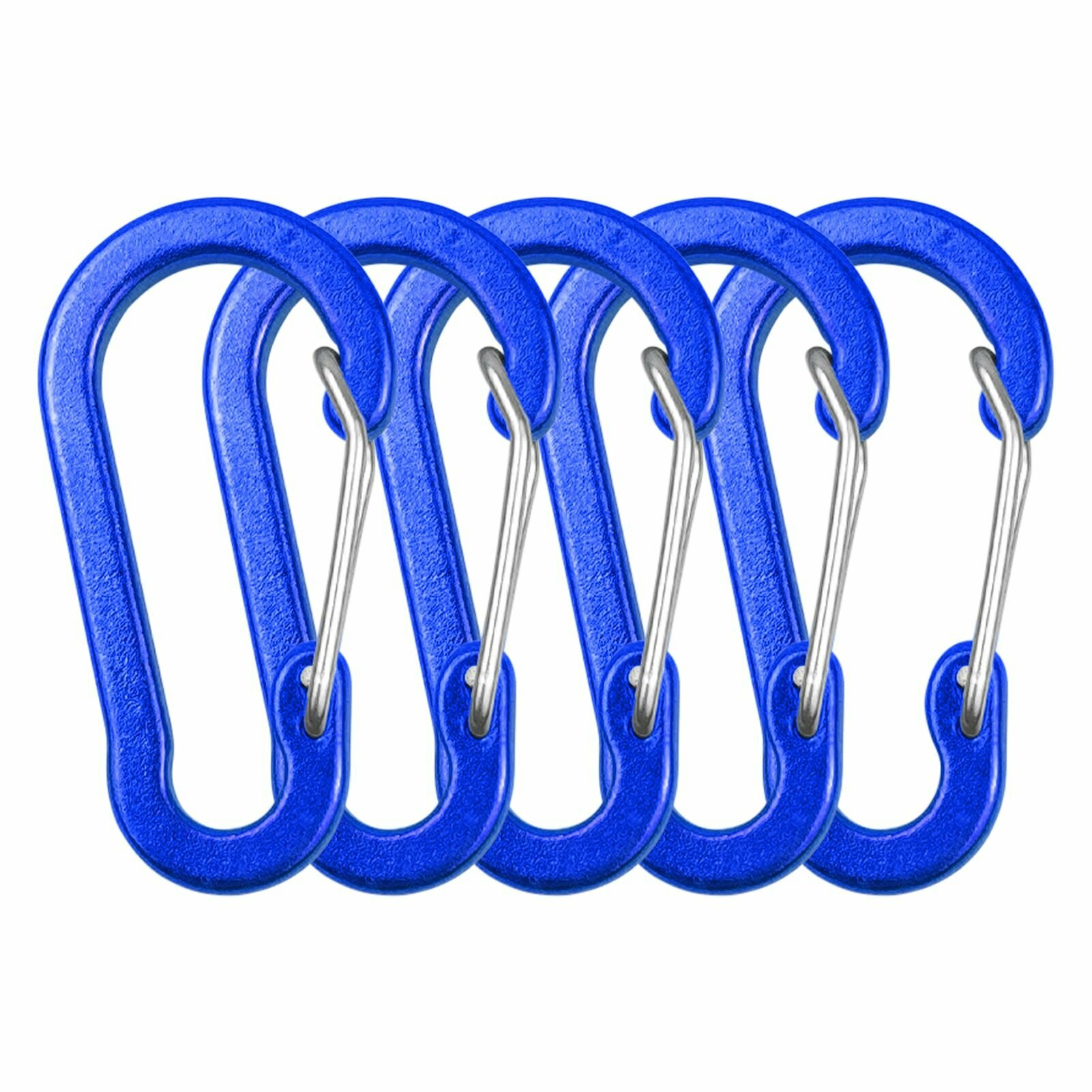 Набор из 5 мини-карабинов из алюминиевого сплава с D-образными кольцами для брелоков, походов, рыбалки, походов и использования на открытом воздухе