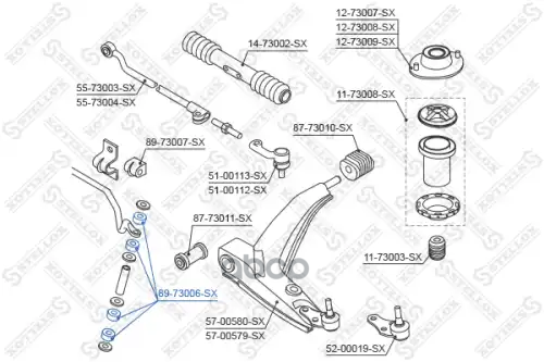 Втулка тяги стабилизатора переднего Daewoo Lanos 97> Stellox арт. 8973006SX