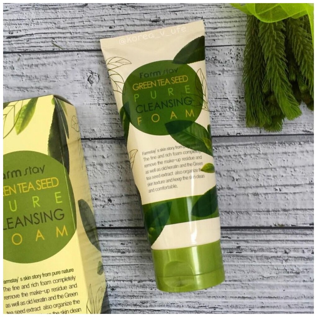 Оригинал FarmStay Пенка для умывания с экстрактом семян зеленого чая Green Tea Seed Pure Cleansing Foam, 180 мл