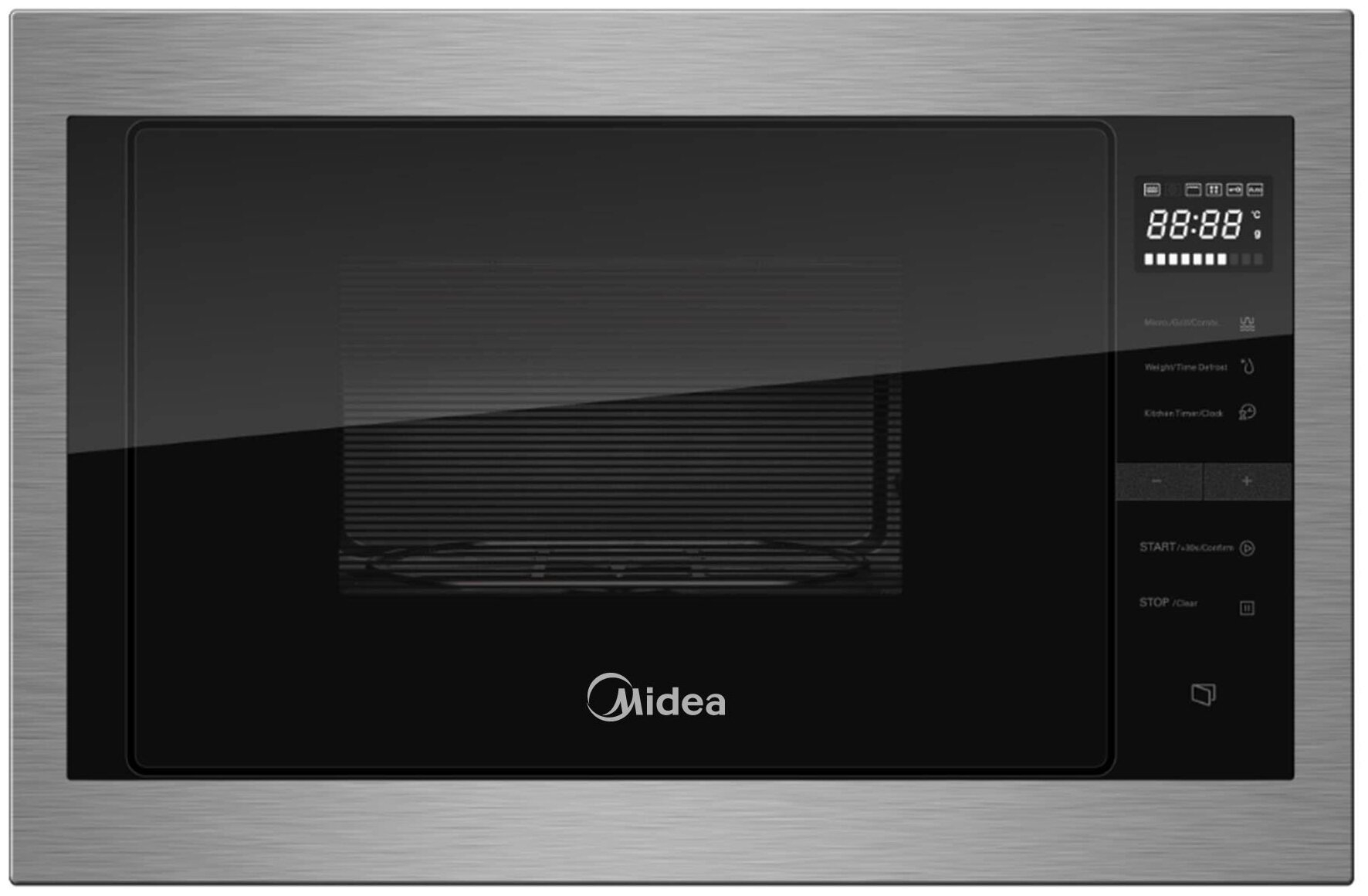 Микроволновая печь встраиваемая Midea MI10250GBX, цвет серебристо-черный, 25 л, 900 Вт