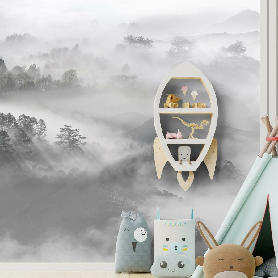 Фотообои Лес в тумане 7-826-Акция-Бархат 272 x 225 см (ВхШ) Бесшовные, флизелиновые, влагостойкие обои