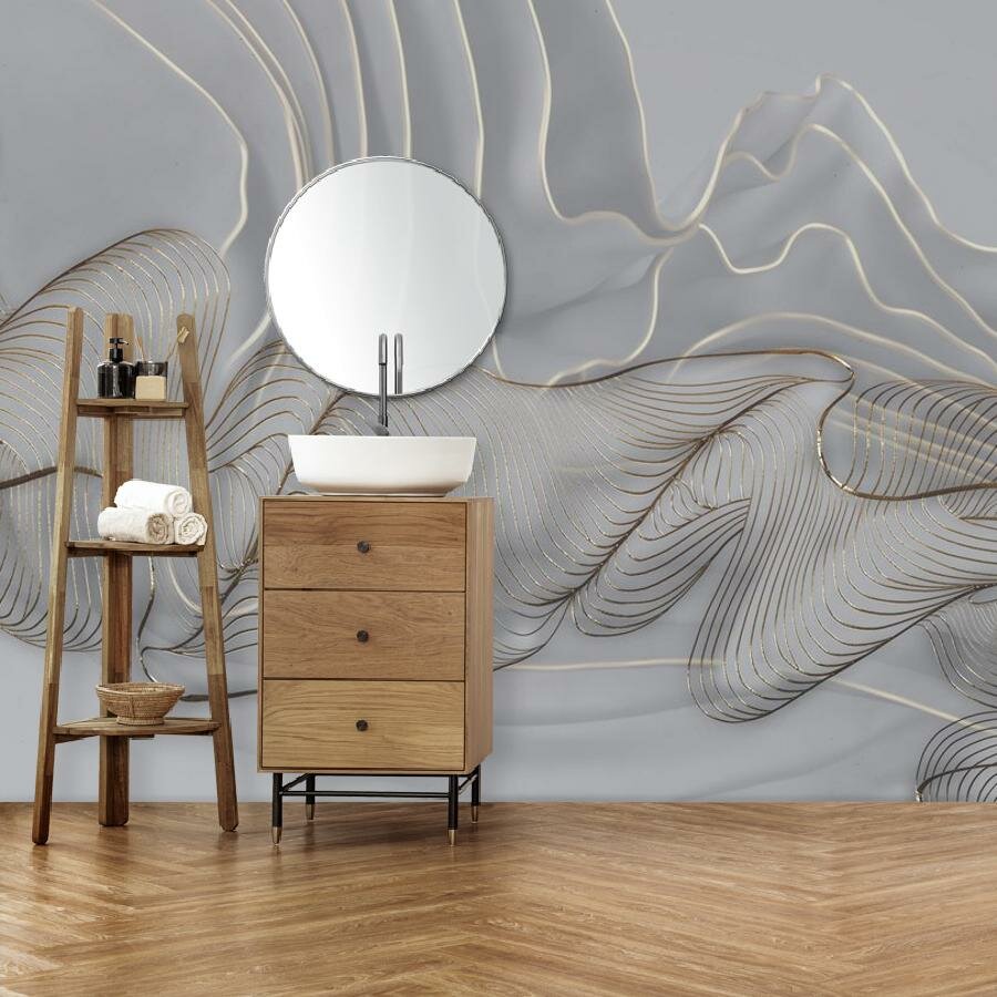 Фотообои Флюид арт серый 3д 13-645-M-Песок 270 x 300 см (ВхШ) Метровые, флизелиновые, влагостойкие обои MasterFresok