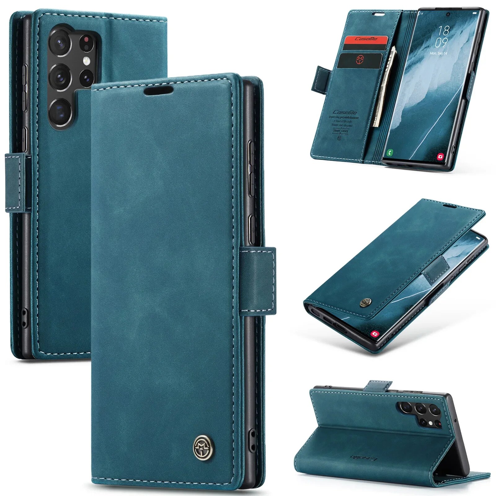 Кожаный чехол CaseMe для Samsung Galaxy S23 FE, синий