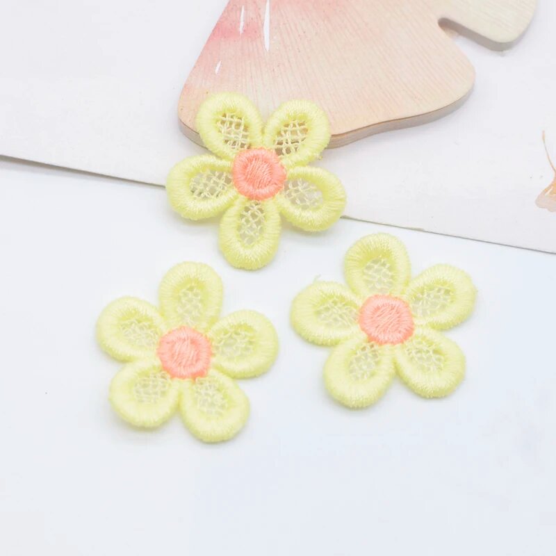 20 шт. вышитые вязаные цветы Diy Super Paradise 28 мм для декора Yellow