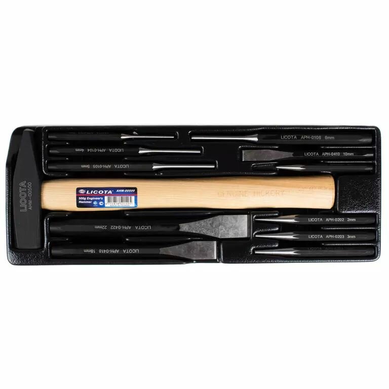 Набор ударно-режущего инструмента с молотком 500 г, 12 предметов, в ложементе, Licota ACK-384103