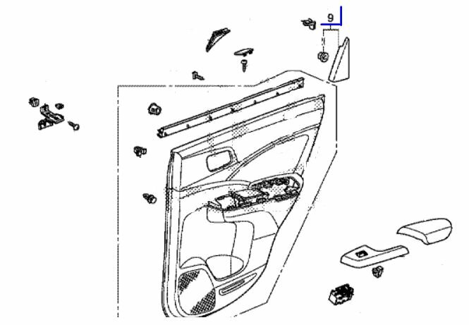 Отделка, прав. задн. дверная форточка; внутр. *NH167L* (Оригинал)