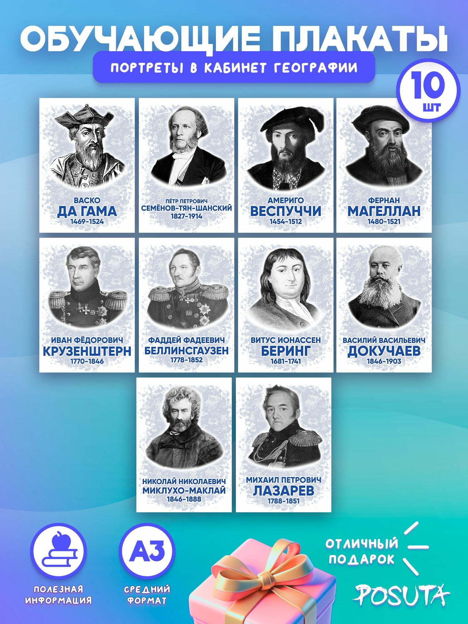 Плакаты портреты в кабинет географии на стену