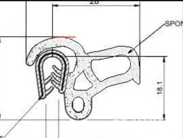 Уплотнитель передний двери, для Volkswagen Т4, Caravelle/Multivan/Transporter, длина 4100мм, аналог, новый