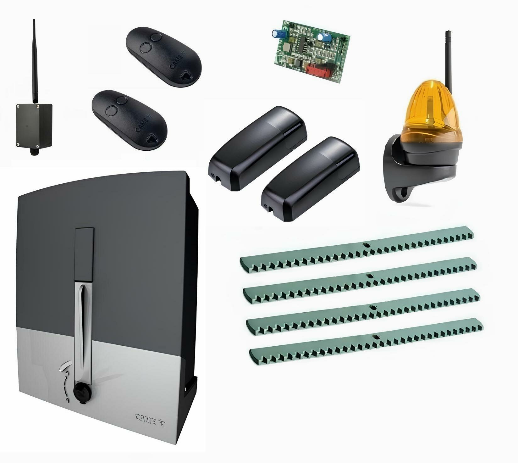 Автоматика для откатных ворот BXL04AGS FULL4-K-BT, комплект: привод, радиоприемник, 2 пульта, фотоэлементы, лампа, 4 рейки, Bluetooth-модуль