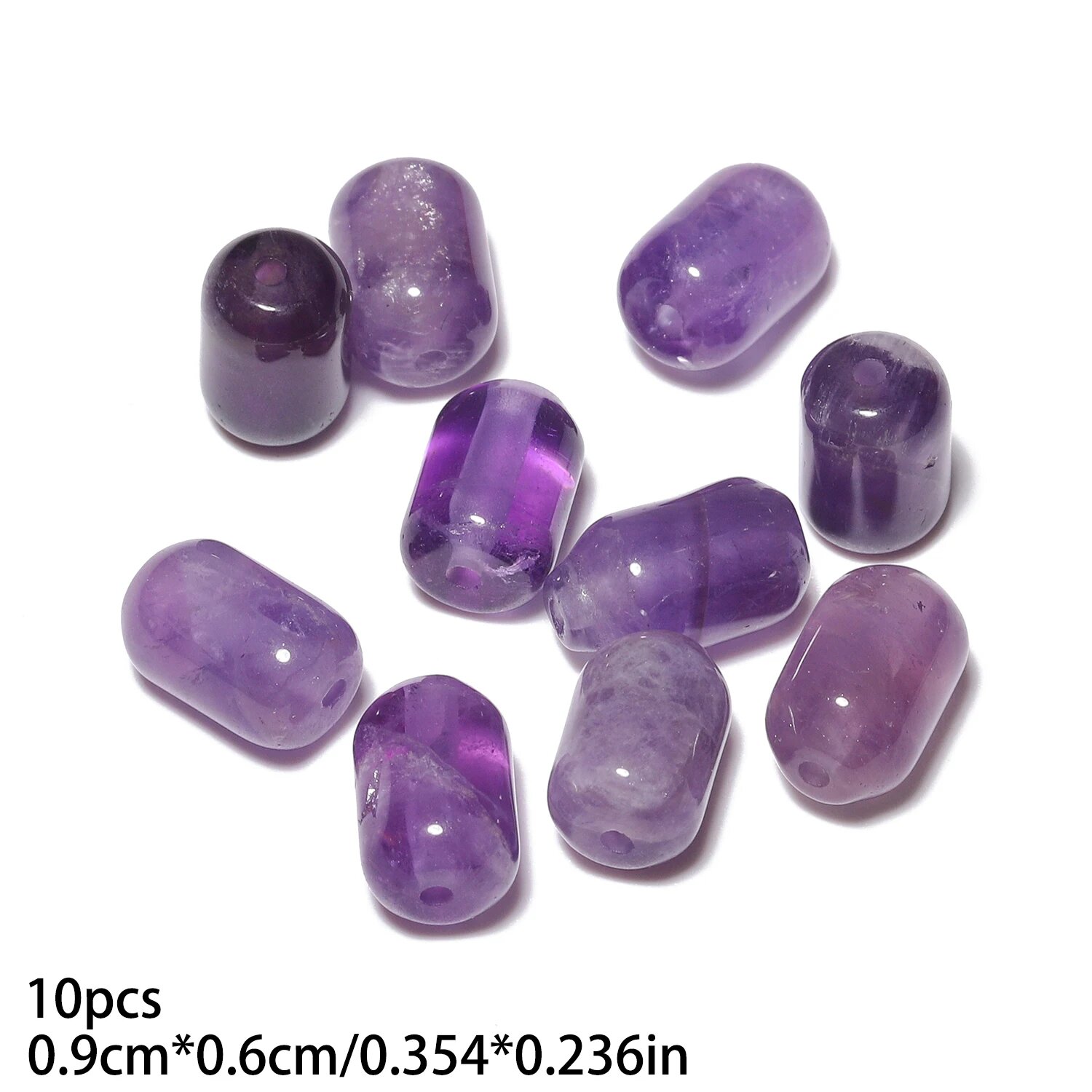 10 шт. фиолетовые бусины из аметиста 0.9x0.6 см