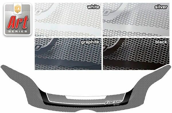 Дефлектор капота Ford Focus 3 хэтчбэк 2011-2015 Серия "Art" черная САпластик
