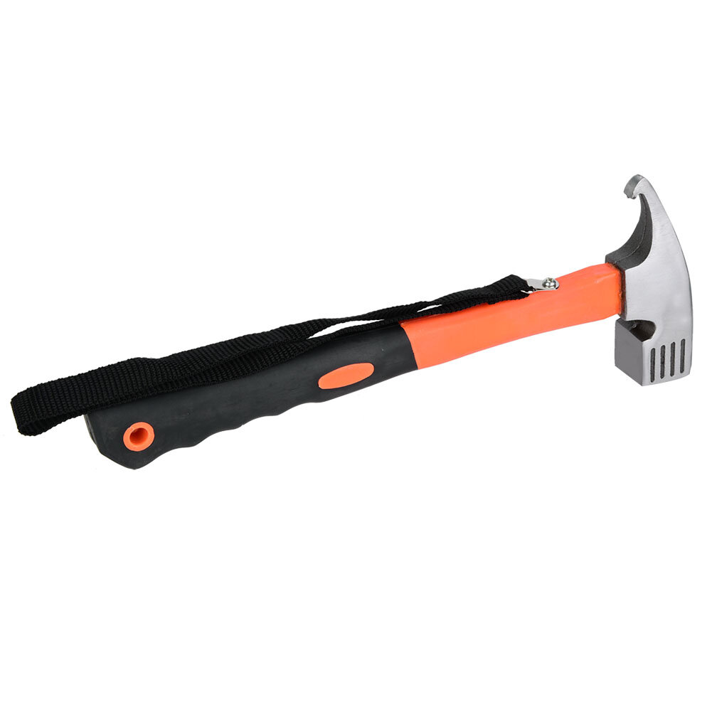 Outdoor Camping Framing Hammer High Strength Head Rubber Handle with Lanya(orange)