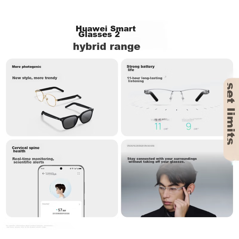 HUAWEI Smart Glasses 2 Титановые безрамочные оптические линзы Bluetooth стереозвук управление жестами долгий срок