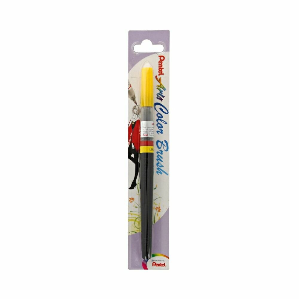 Кисть с краской Pentel "Colour Brush", лимонно-желтая, 1-10 мм