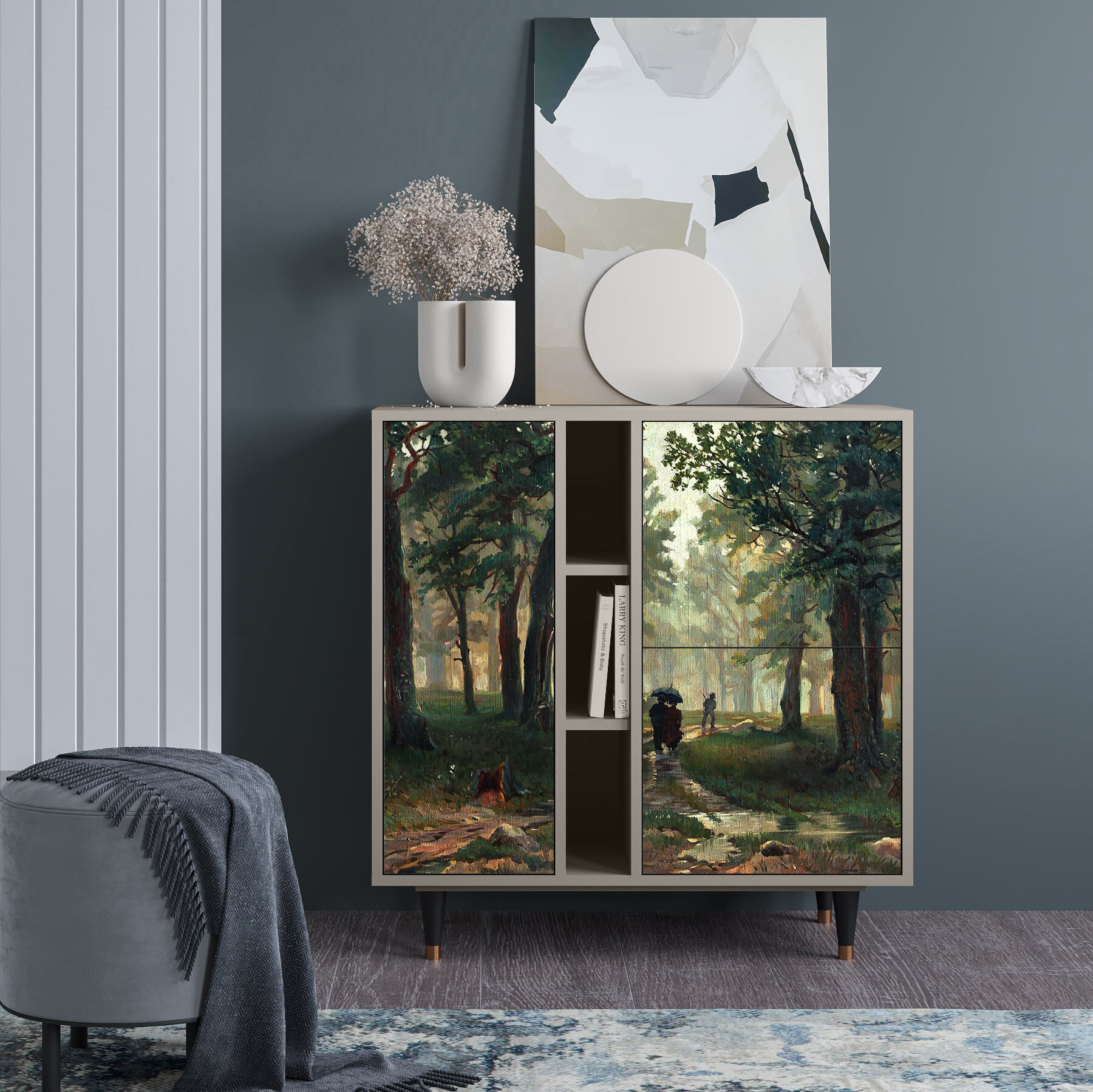 Комод - STORYZ - BS5 Rain in the Oak Forest by Ivan Shishkin, Размер - 94 x 96 x 41 см, Цвет корпуса - , Сатин