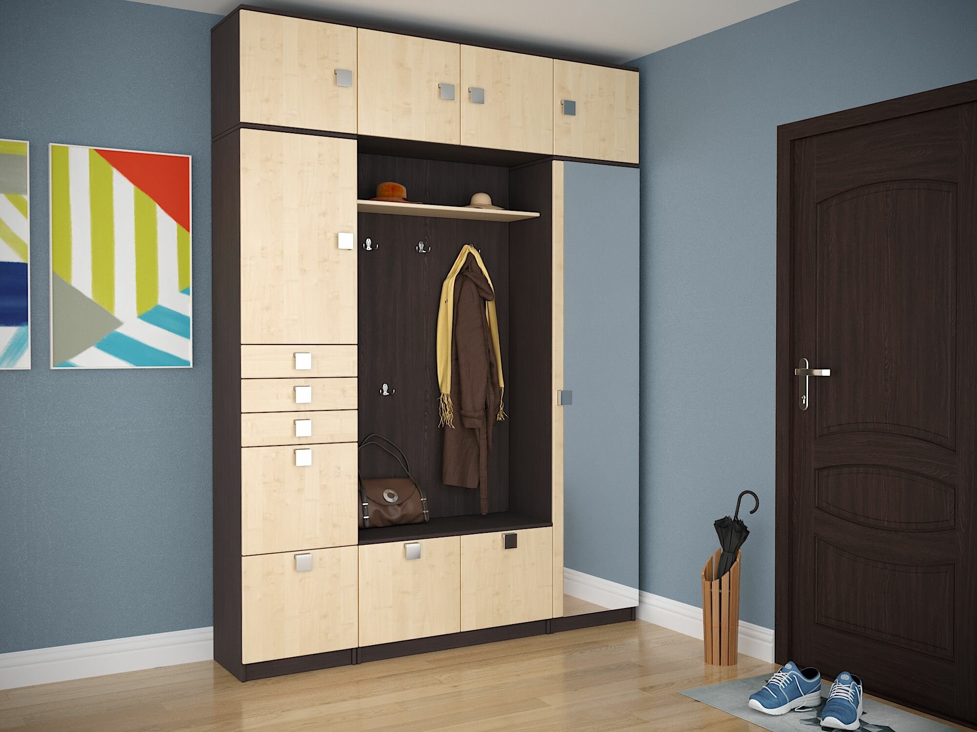 Прихожая в коридор " Ольга 5" 178х200х35 Венге цаво / Клен