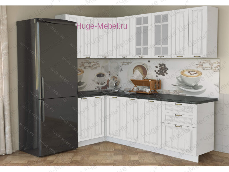 Белая угловая кухня 240х120 "Мария" Huge Mebel . Ширина 2400. Кухонные гарнитуры