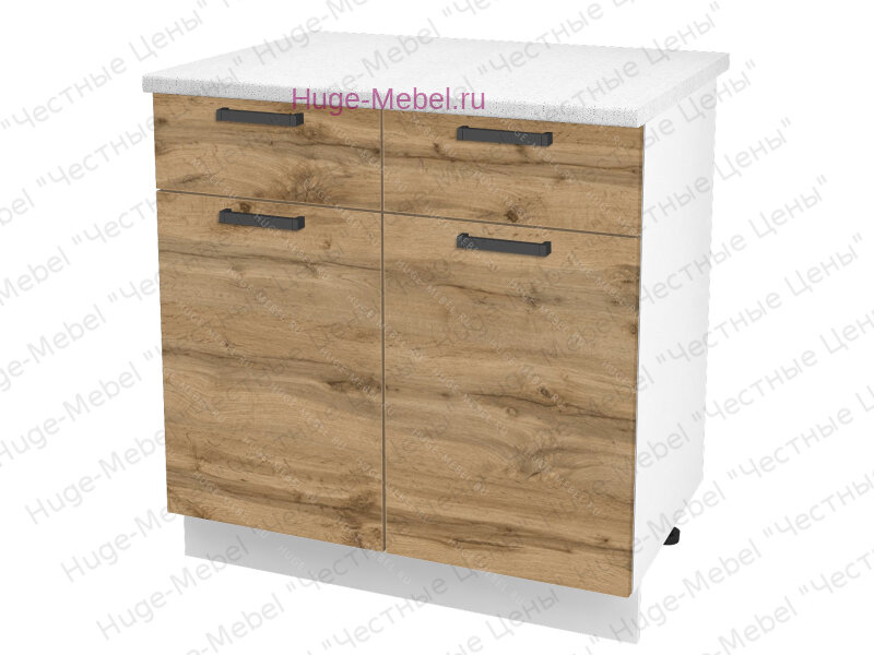 Нижний кухонный шкаф с ящиком 800 Пасаденна (дуб вотан) Huge Mebel . Ширина 800 Высота 840. Кухонные шкафы