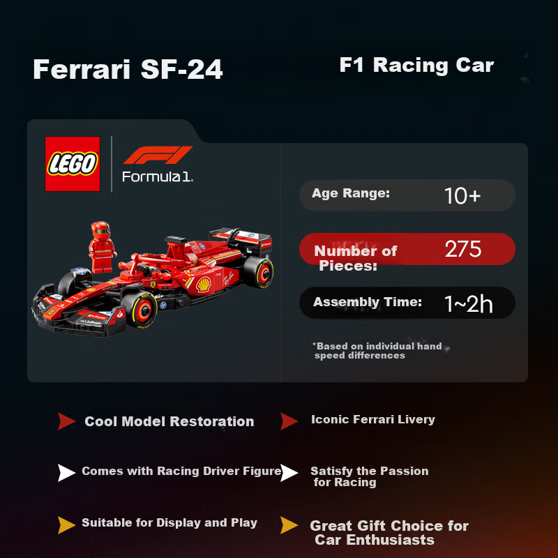 LEGO Speed Champions 77242 Ferrari F1 Race Car Building Kit - Boy Kids Toy Birthday Gift