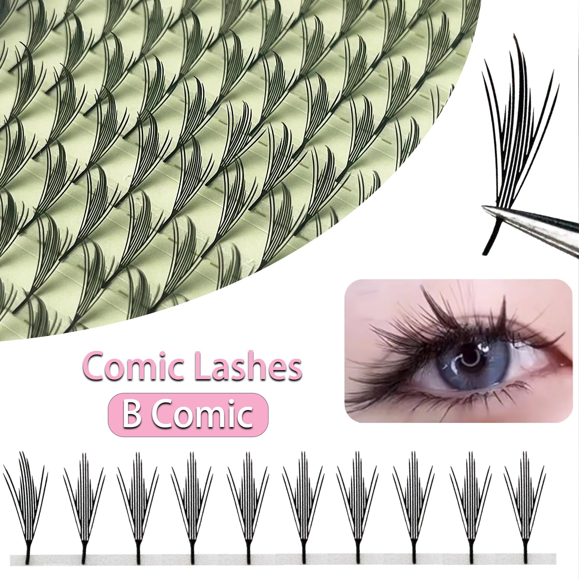 NIOFIA D-изгиб смесь ресницы B Comic Lashes
