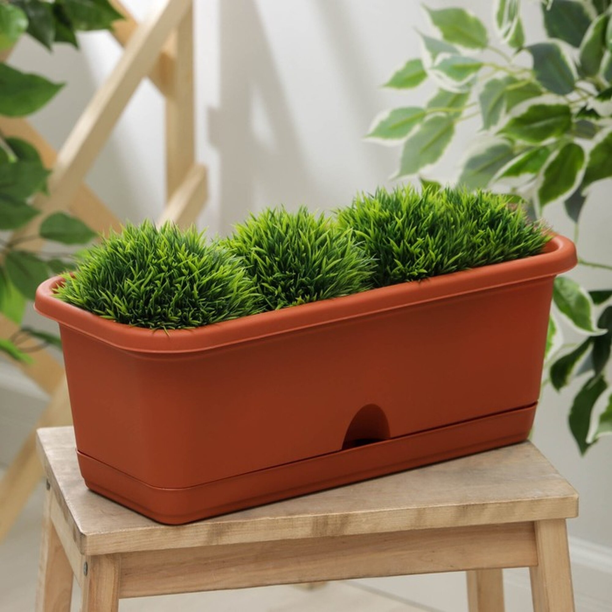 Балконный ящик IDEA, с поддоном, терракотовый, пластик, 40х18,5х15 см