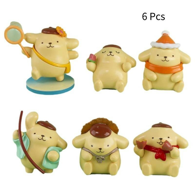 Фигурка pvc набор из шести штук cute anime-inspired pudding dog, для декора стола