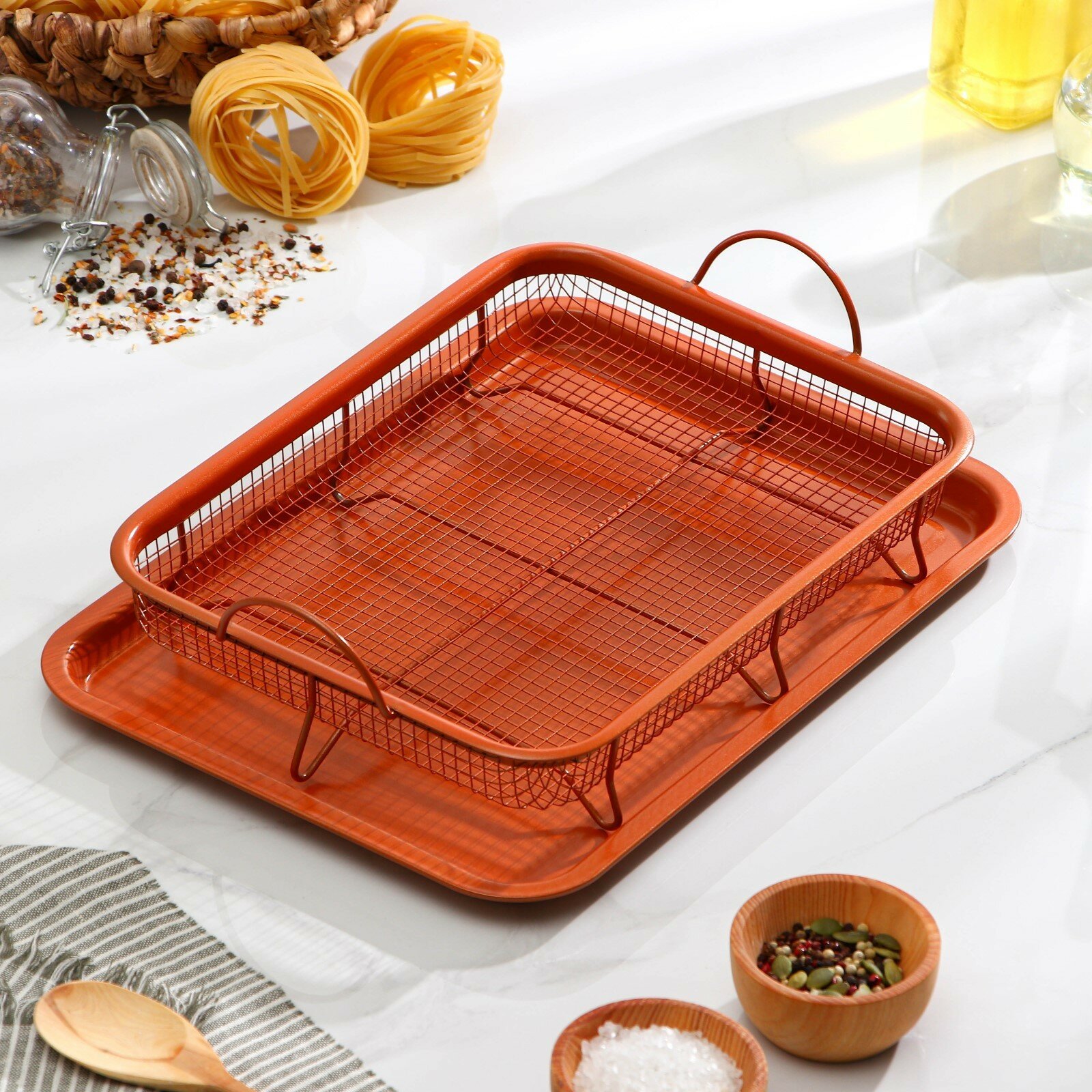 Противень «Прима. Гриль», 35×25 см, с решёткой, антипригарное покрытие, цвет коричневый 1шт.