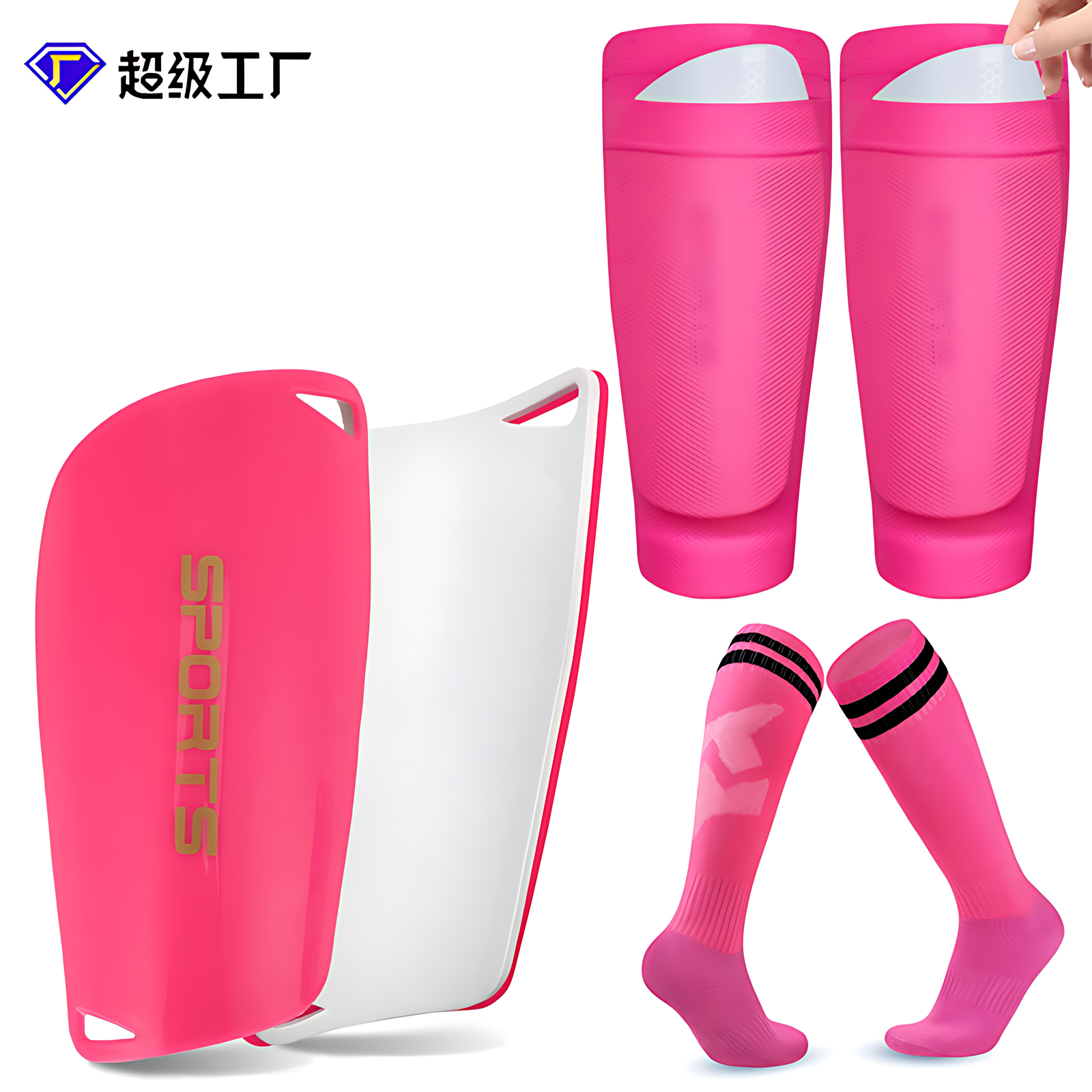 Футбольный Комплект 3-в-1: Щитки + Гетры + Носки, Для Взрослых и Детей, 2 Размеров