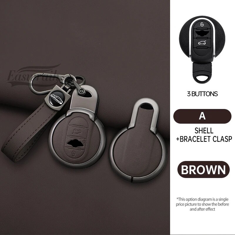 Автомобильный кожаный чехол для ключей из цинкового сплава для BMW MINI Cooper One Fun F54 3 buttons