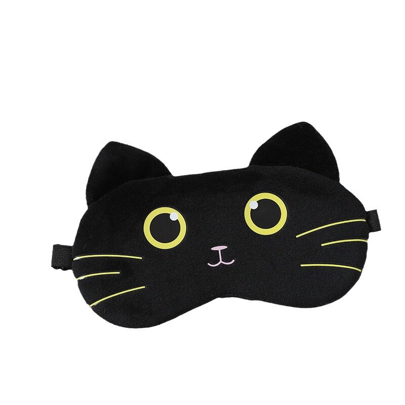 Маски для сна с изображением кошки для детей, плюшевые 3D-маски для сна с чёрным котом, мягкие повязки для сна, дорожные повязки, козырьки для глаз для девочек и взрослых, удобная маска для сна и отдыха