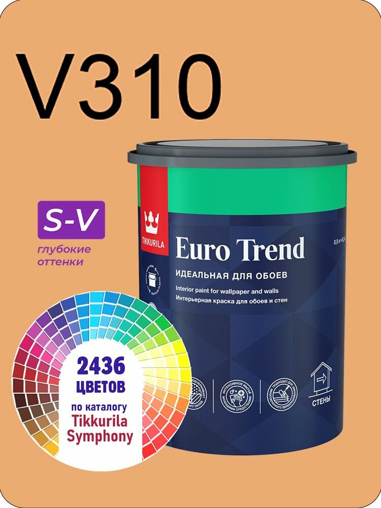 Краска для обоев Tikkurila Euro Trend 0,9л. глубокие оттенки V310