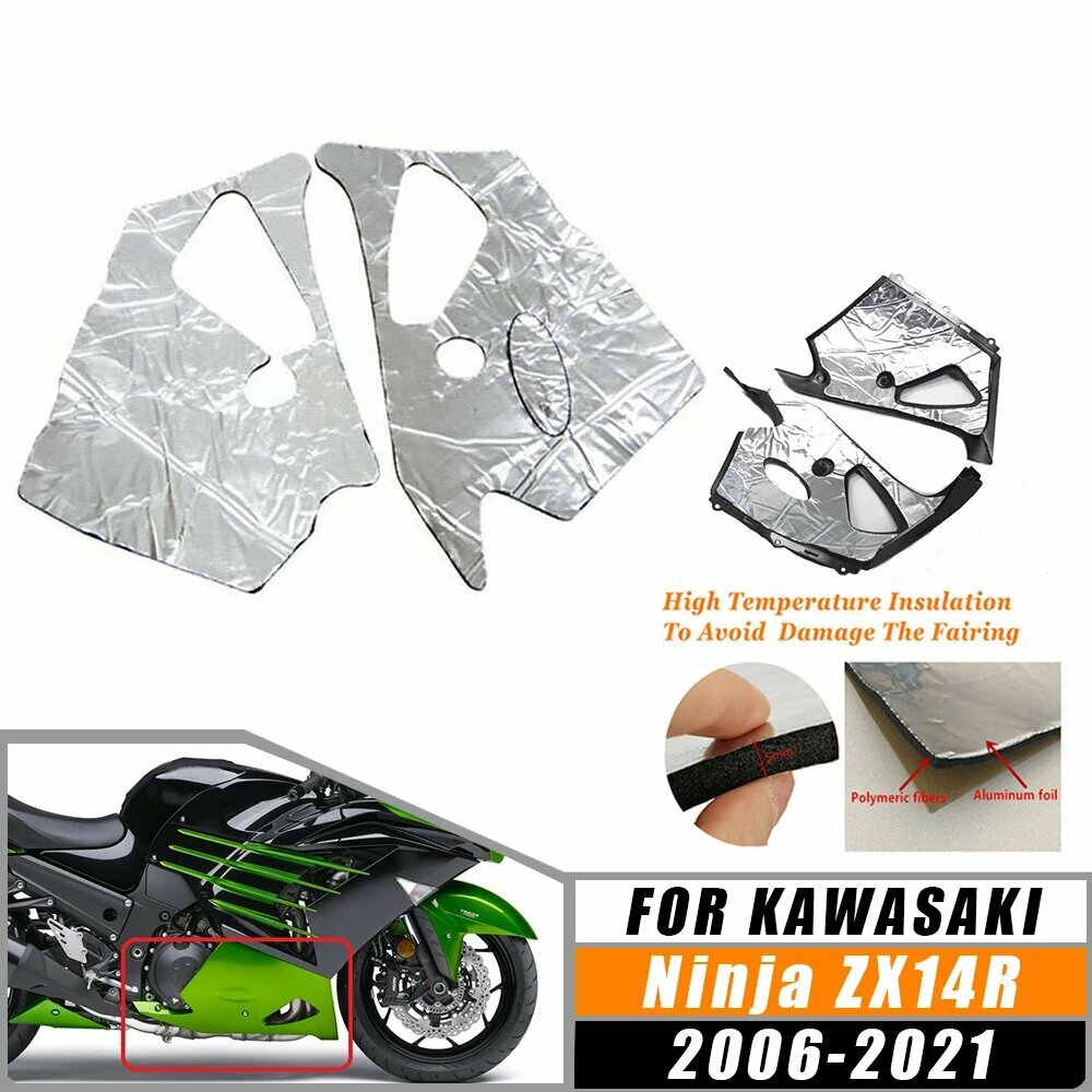 Для Kawasaki Ninja ZX14R 2006-2021 ZX-14R аксессуары для мотоциклов, предварительно вырезанный обтекатель живота, теплозащитный коврик, защита от изоляции
